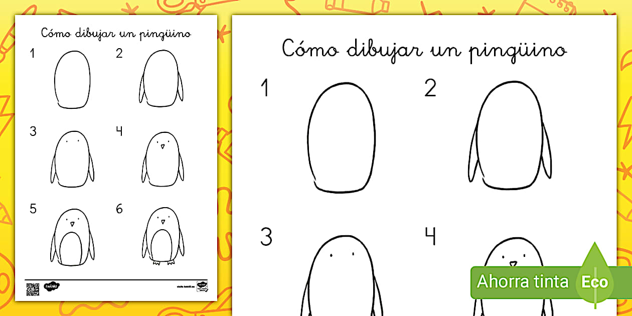 Ficha de actividad: Cómo dibujar un pingüino - Twinkl