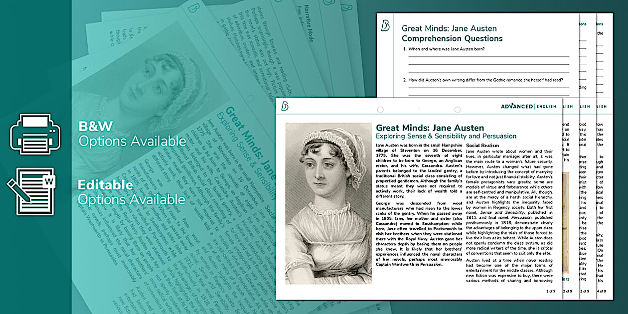 KS5 Great Minds: Jane Austen Reading Comprehension