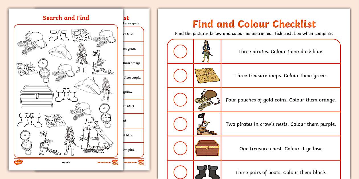 International Talk Like a Pirate Day Find and Colour