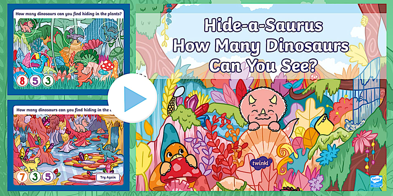 Hide-a-Saurus: How Many Dinosaurs Can You See? PowerPoint