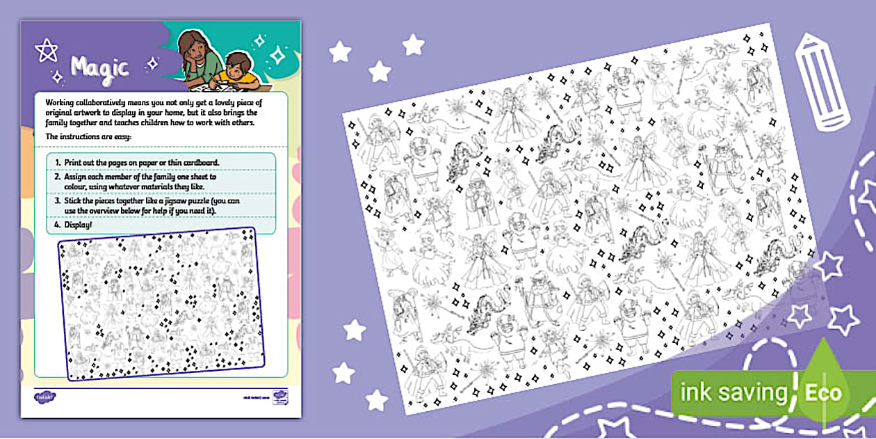 Magic Family Collaborative Colouring (Ages 3 to 7) - Twinkl