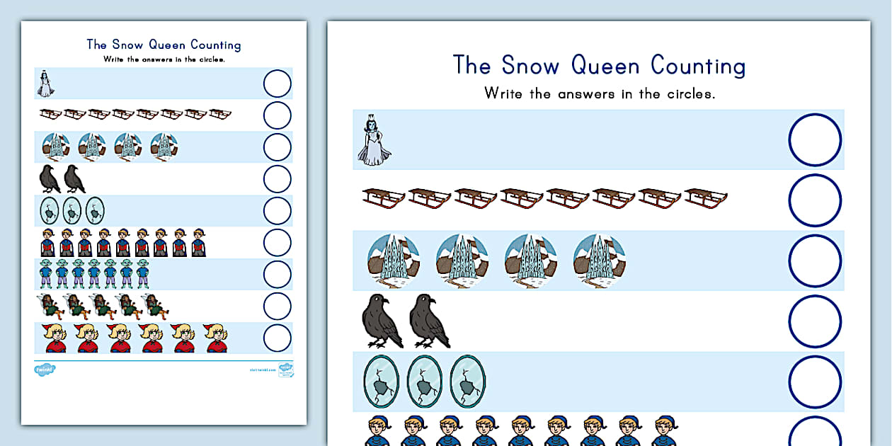 The Snow Queen Story Counting Worksheet (teacher made)