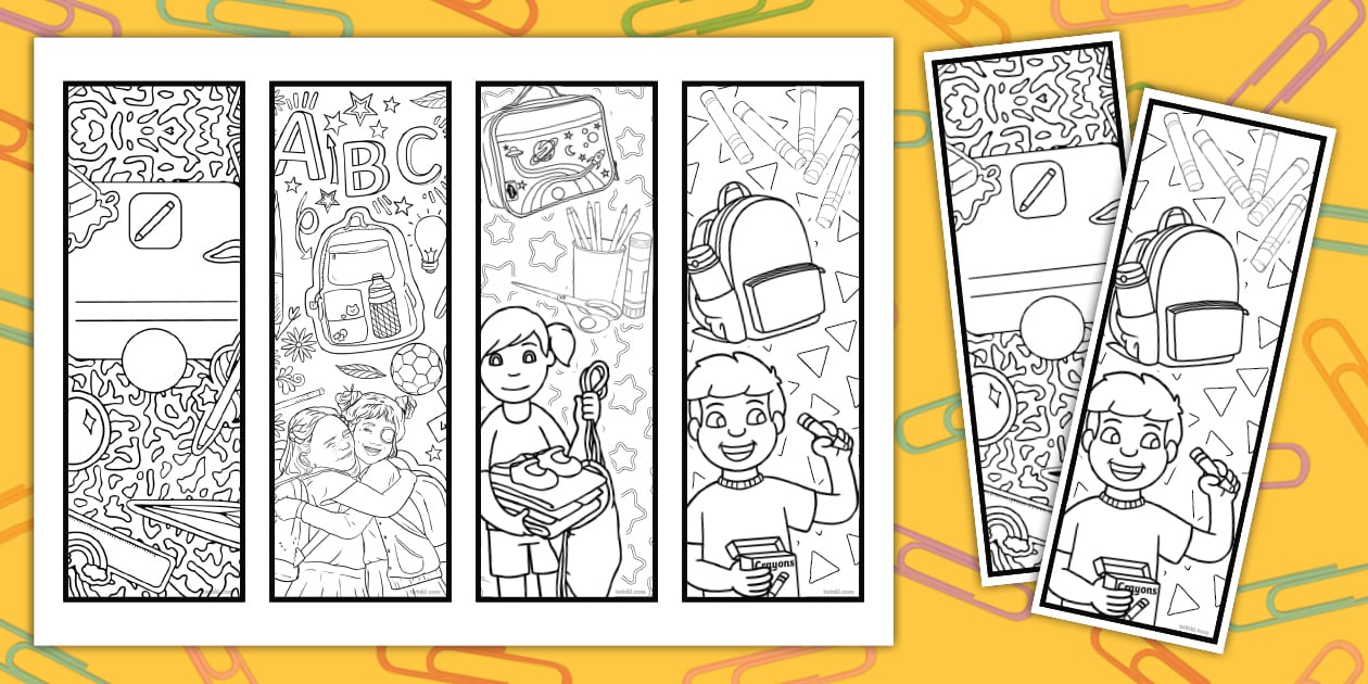 Marque-page à colorier : La rentrée (l'enseignant a fait)