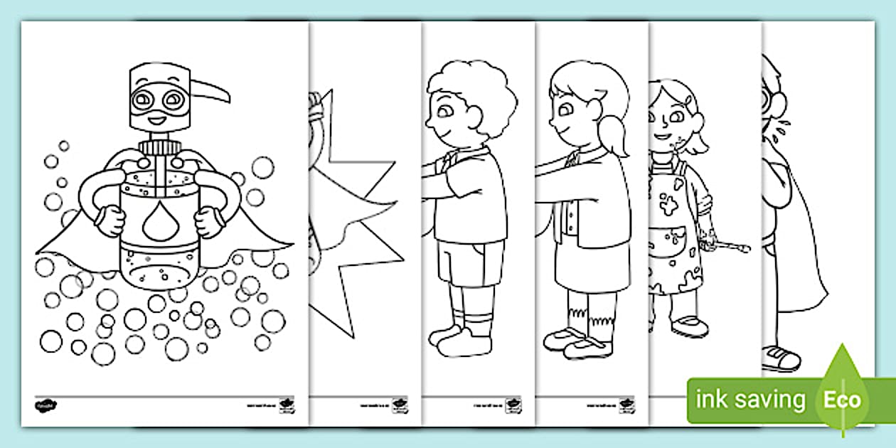 Super Soap's Handwashing Colouring Pages - Twinkl