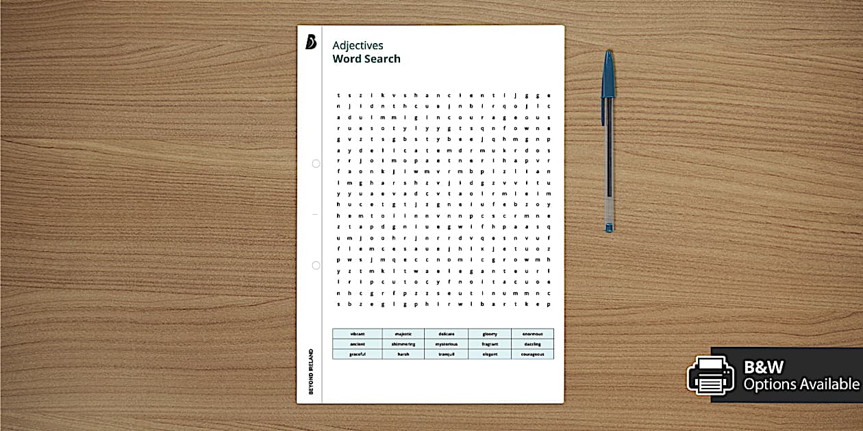 Adjectives Word Search