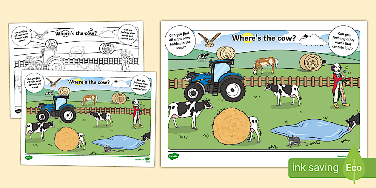 Where's the Cow? I Spy Activity (teacher made) - Twinkl