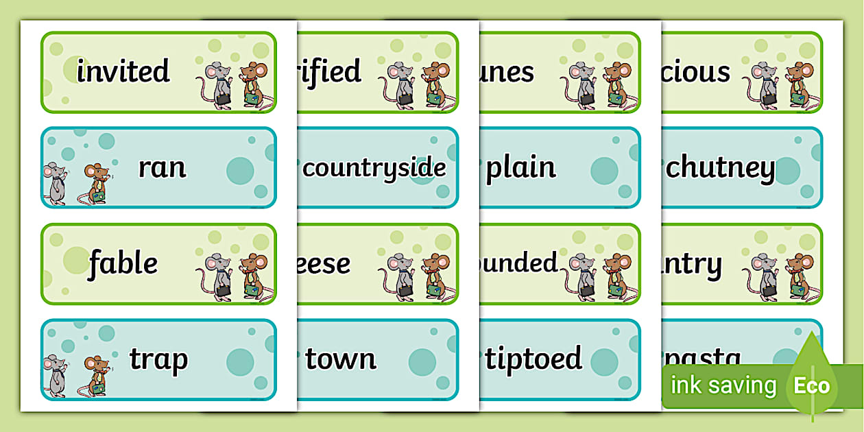 The Town Mouse and the Country Mouse Word Cards - Twinkl