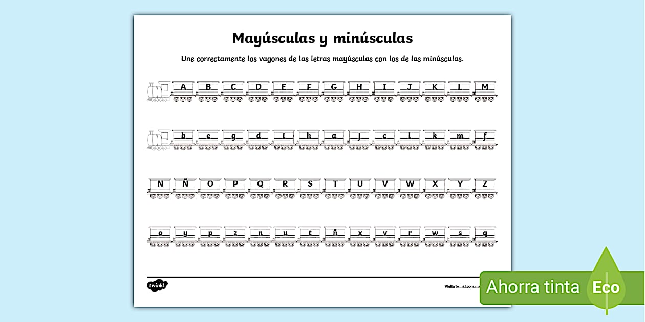 Hoja de actividad: Tren mayúsculas y minúsculas- Guía de trabajo