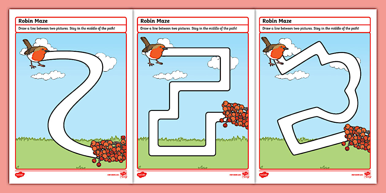 Robin Themed Pencil Control Path Worksheet (Teacher-Made)