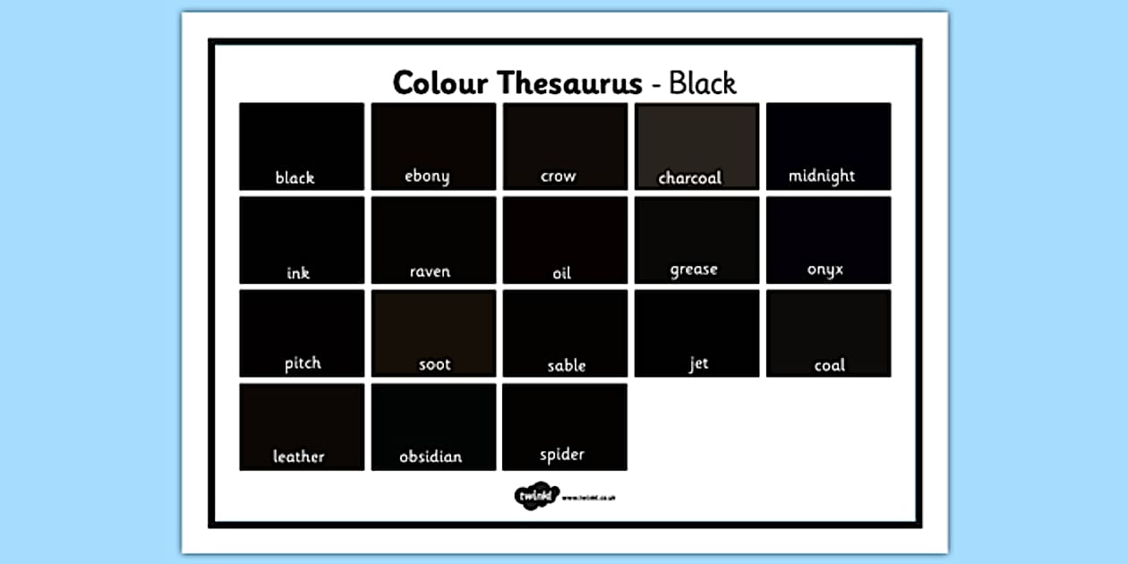 Colour Thesaurus Word Mat Black - Twinkl