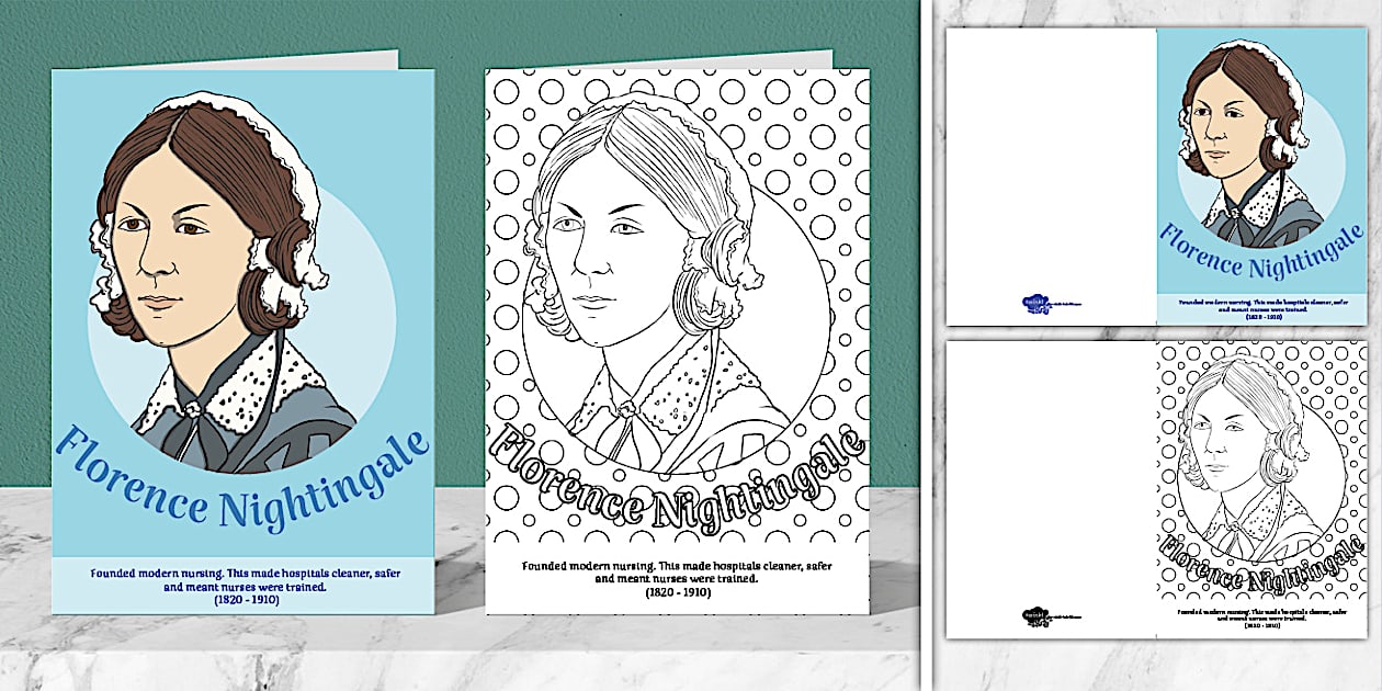 Florence Nightingale Colouring & Greeting Cd | Twinkl Party