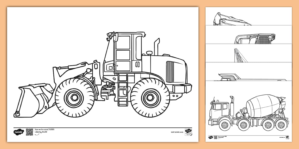 Colouring Pages Construction Vehicles - Primary Resources