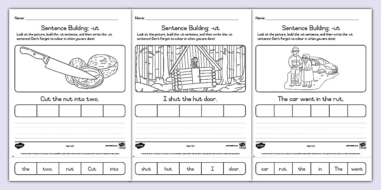 Phonics Sentence Building: -ut (creat de profesori) - Twinkl