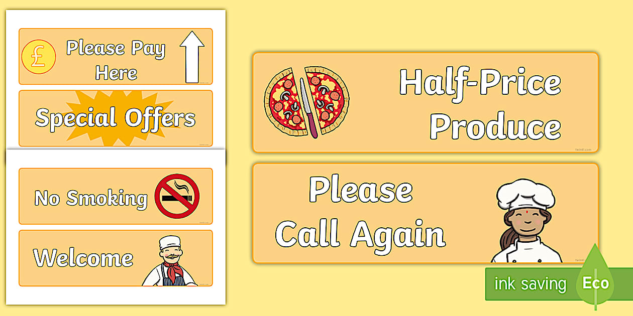 The Bakery Aistear Role-Play Signs (teacher made) - Twinkl