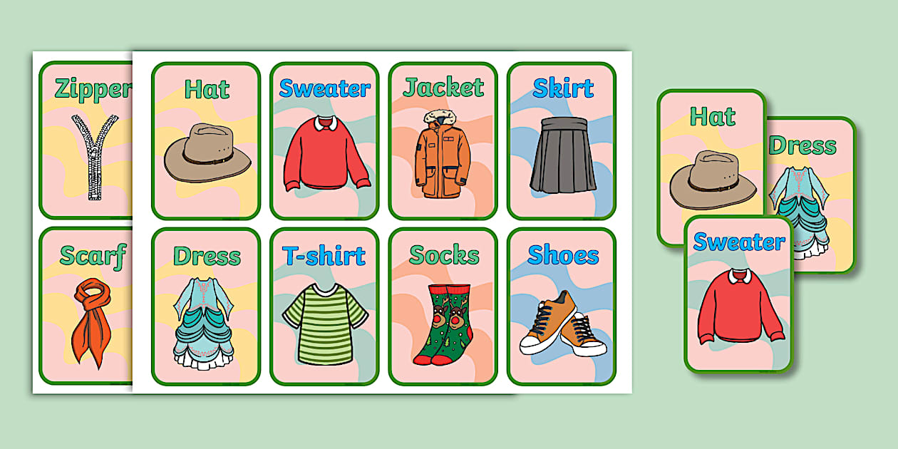 Clothes names Flashcards for early years