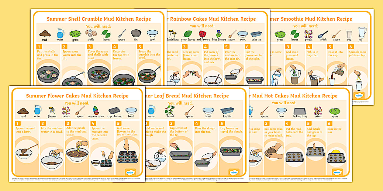 Summer Mud Kitchen Prompt Card Recipes Resource Pack