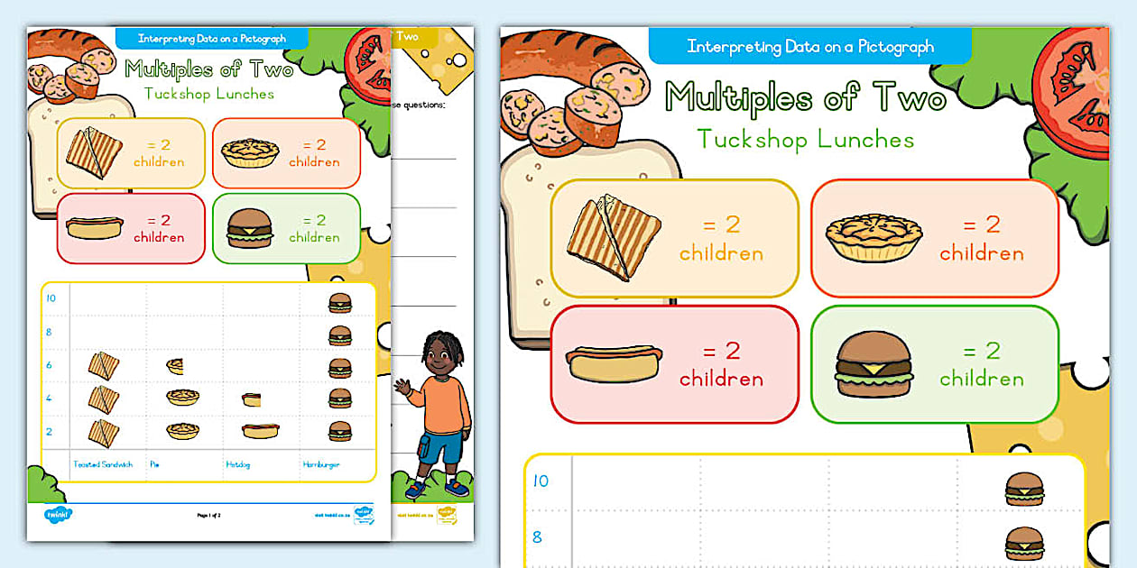Grade 2 Interpreting data on a Pictograph - Multiples of 2