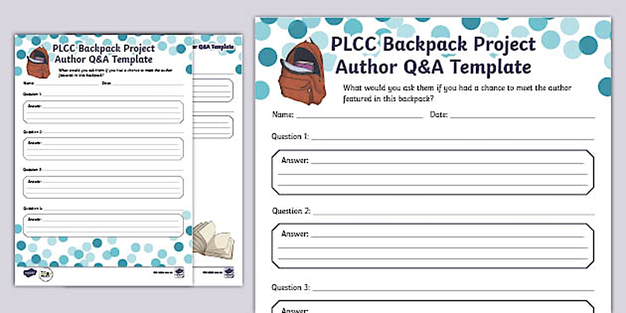 PLCC Backpack Project Author Q&A Template (teacher made)