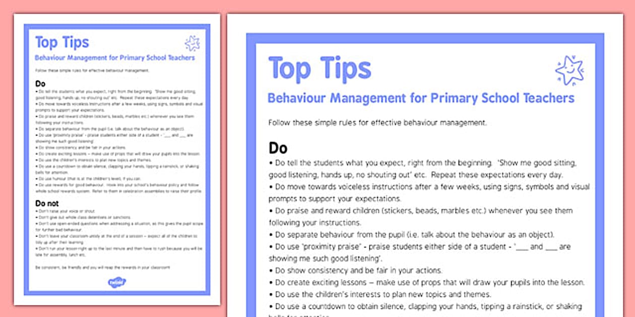 Black and White Behaviour Management Techniques in the Primary Classroom