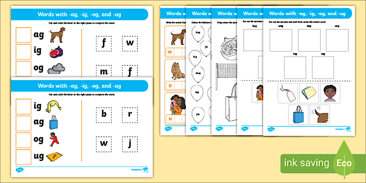 CVC Activities | -ag -ig -og And -ug Words | Phonics