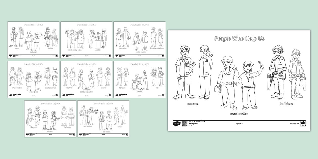 People Who Help Us Job Roles Colouring Worksheets