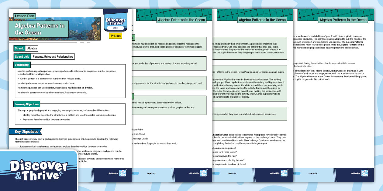 Algebra Patterns in the Ocean Lesson Plan - Twinkl