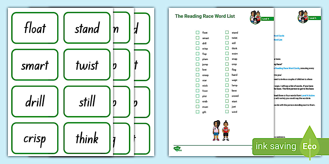 Level 4 Active Phonics Quick Game: The Reading Race - Twinkl