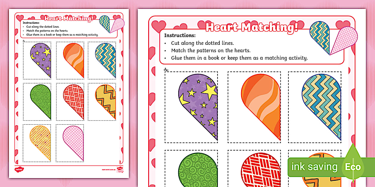 Heart Matching Valentine's Day Activity (teacher made)