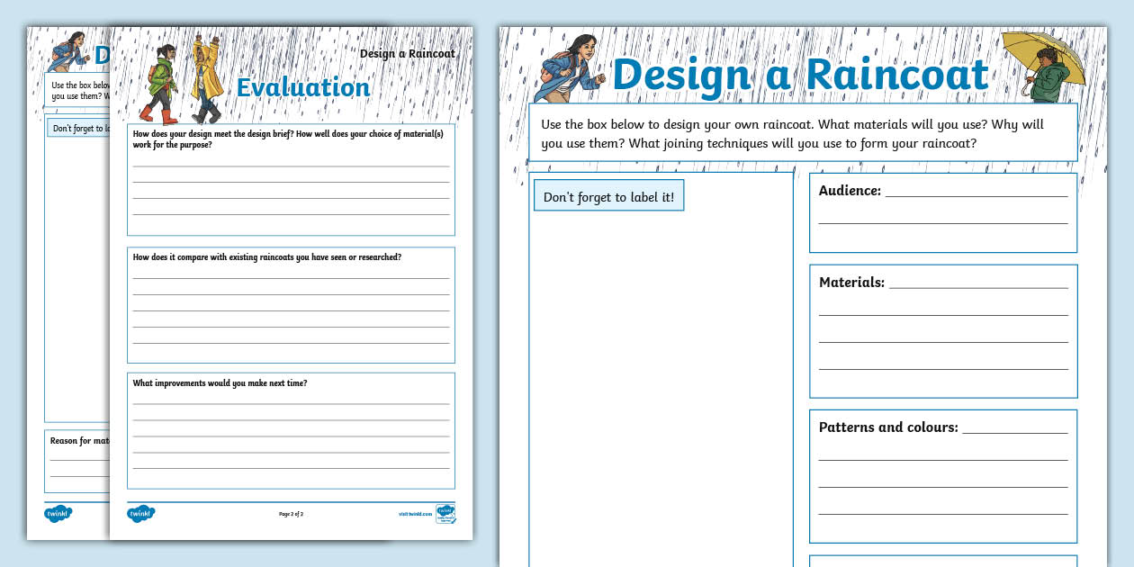 KS2 Design a Raincoat Worksheet (teacher made) - Twinkl