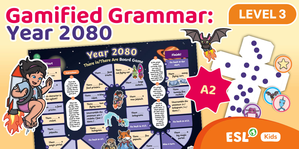 ESL Gamified Grammar: Year 2080 Level 3 - Board Game