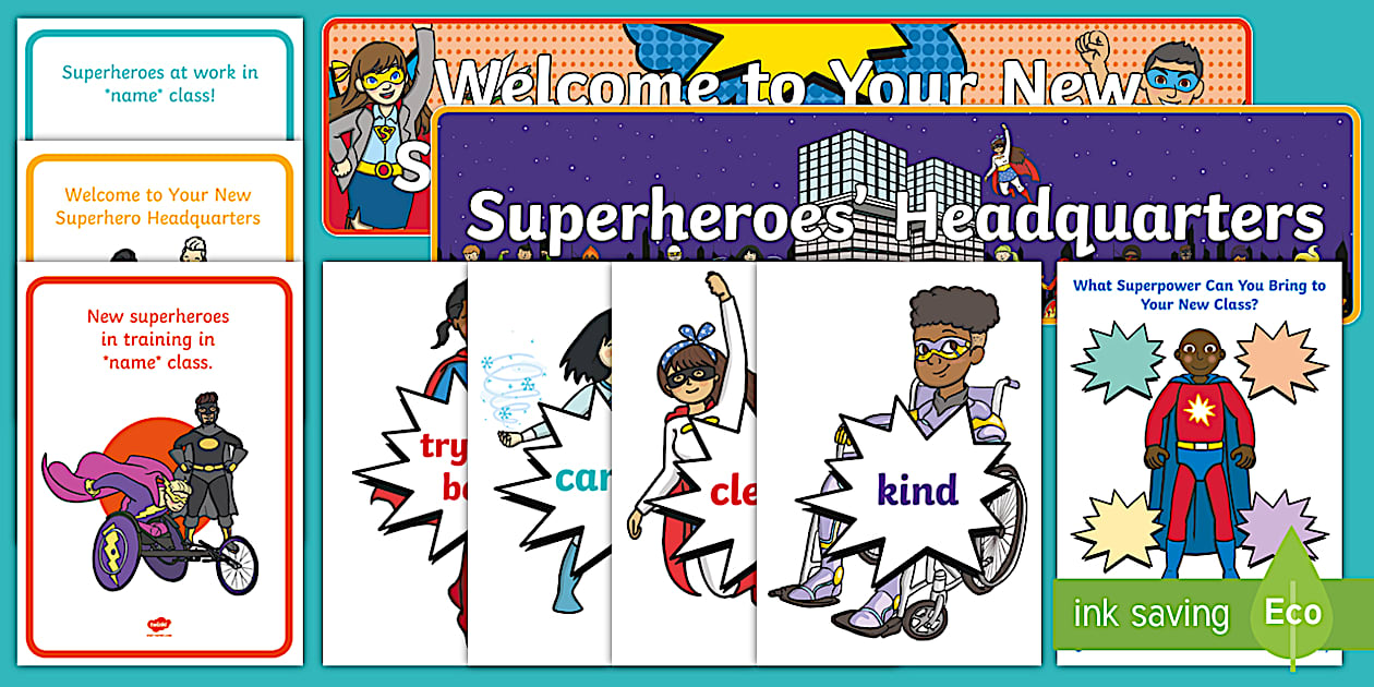 Editable Superheroes Transition Display Pack (teacher made)