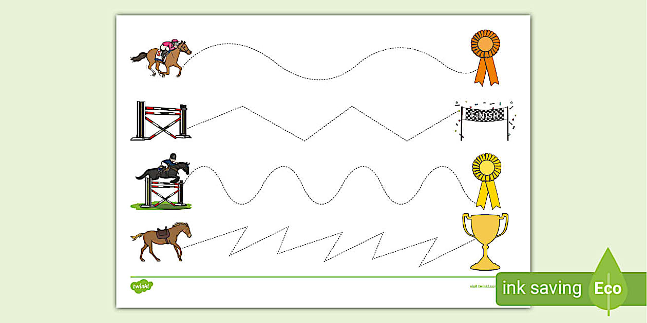 Pony Pencil Control Worksheet - Twinkl - EYFS (teacher made)