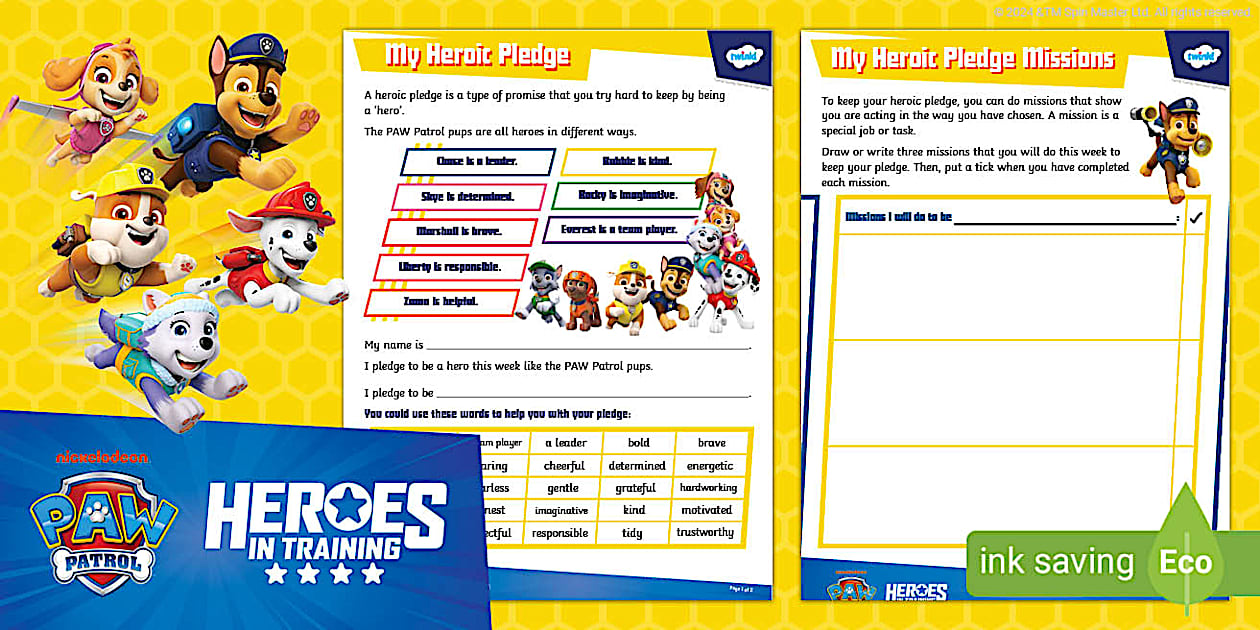 FREE! - PAW Patrol: My Heroic Pledge and Missions Activity