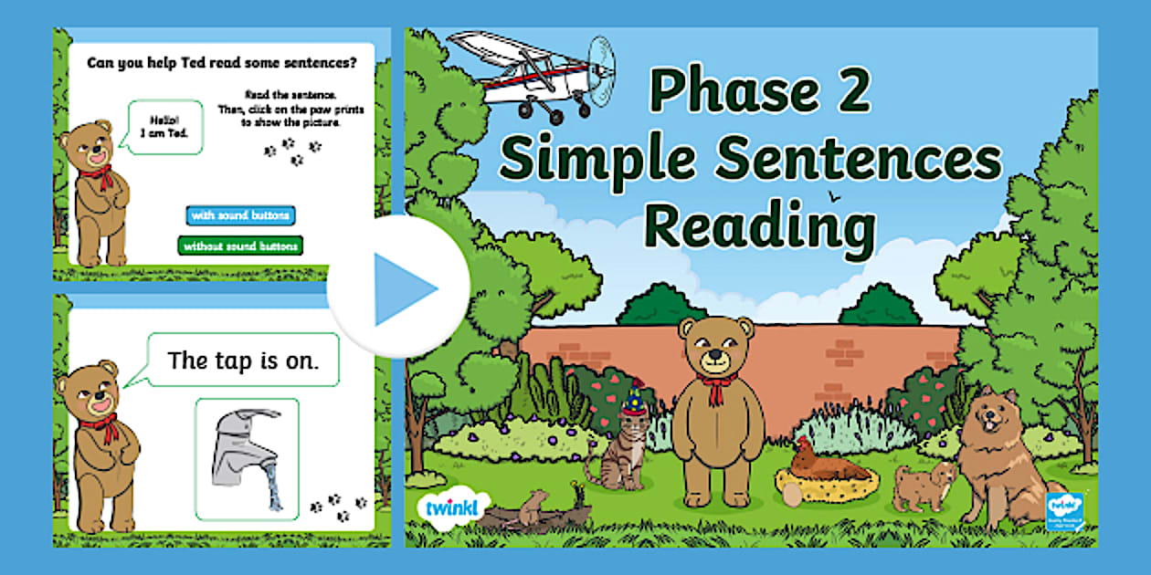 Phase 2 Simple Sentences Reading PowerPoint - Twinkl
