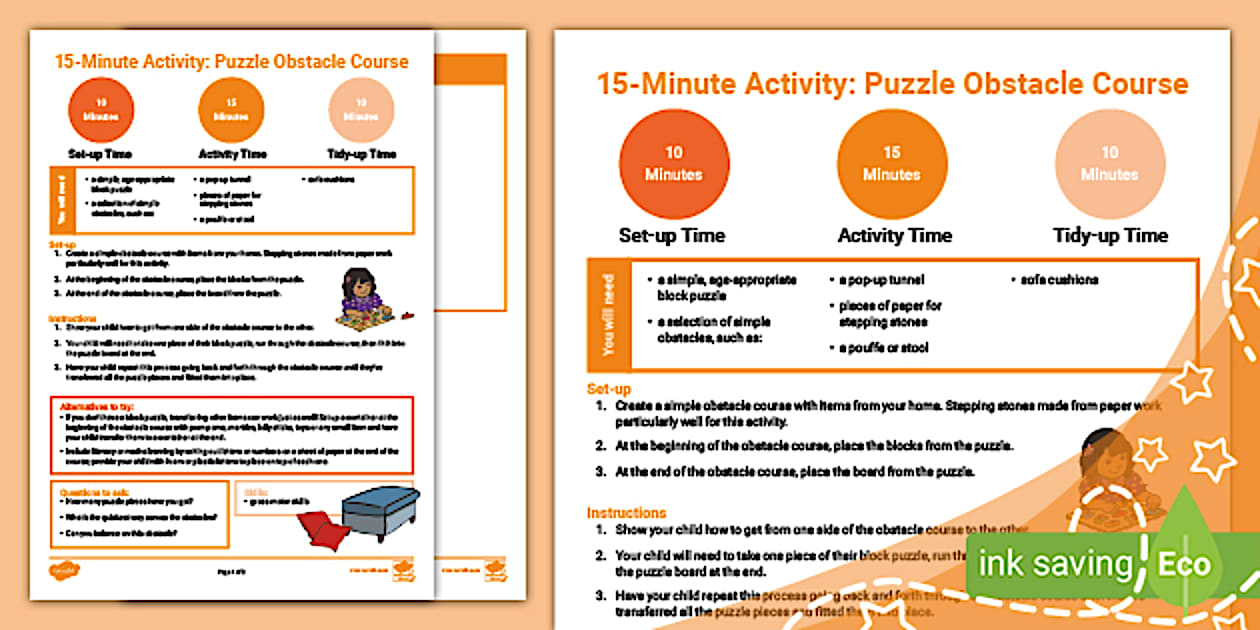 15-Minute Puzzle Obstacle Course (teacher made) - Twinkl