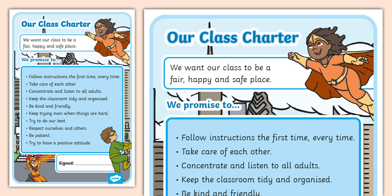Class Charter Superhero-Themed Display Poster (teacher made)