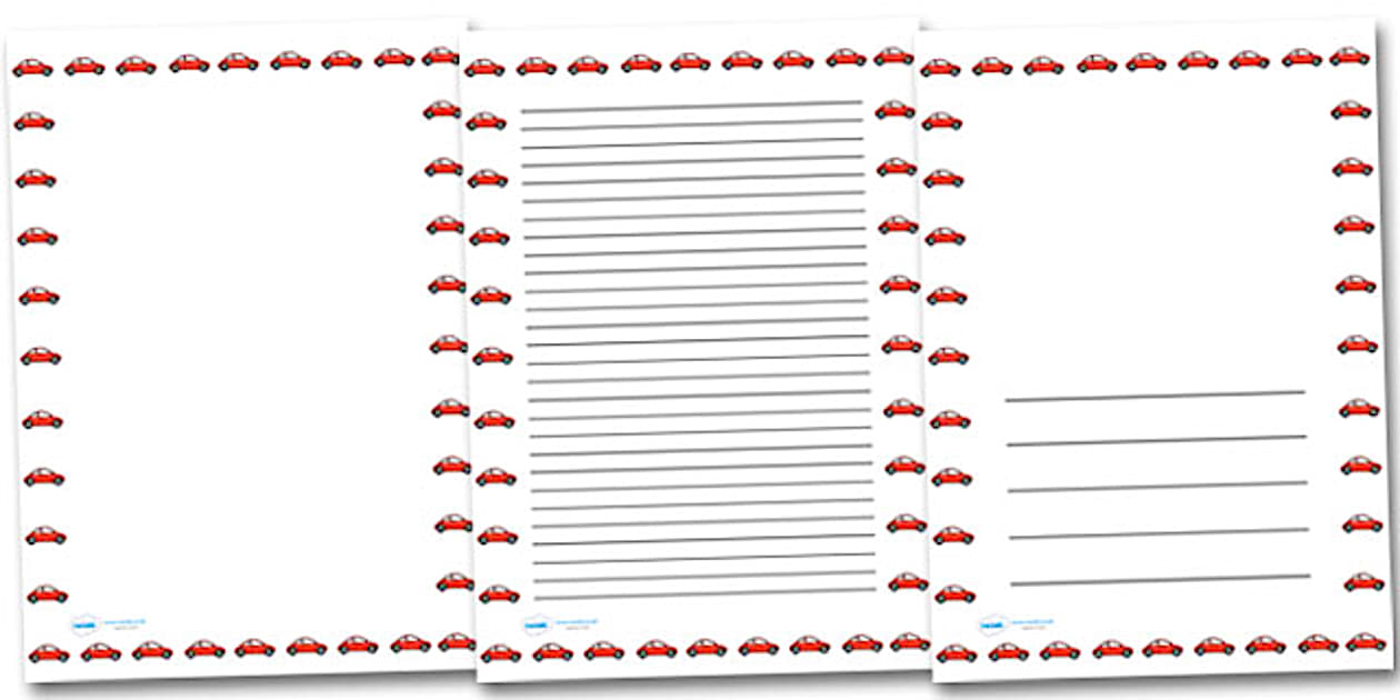 Editable Red Car Portrait Page Borders (teacher made)