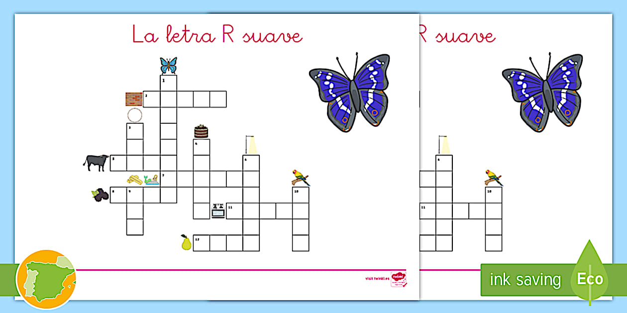 Crucigrama: La letra R suave - Twinkl