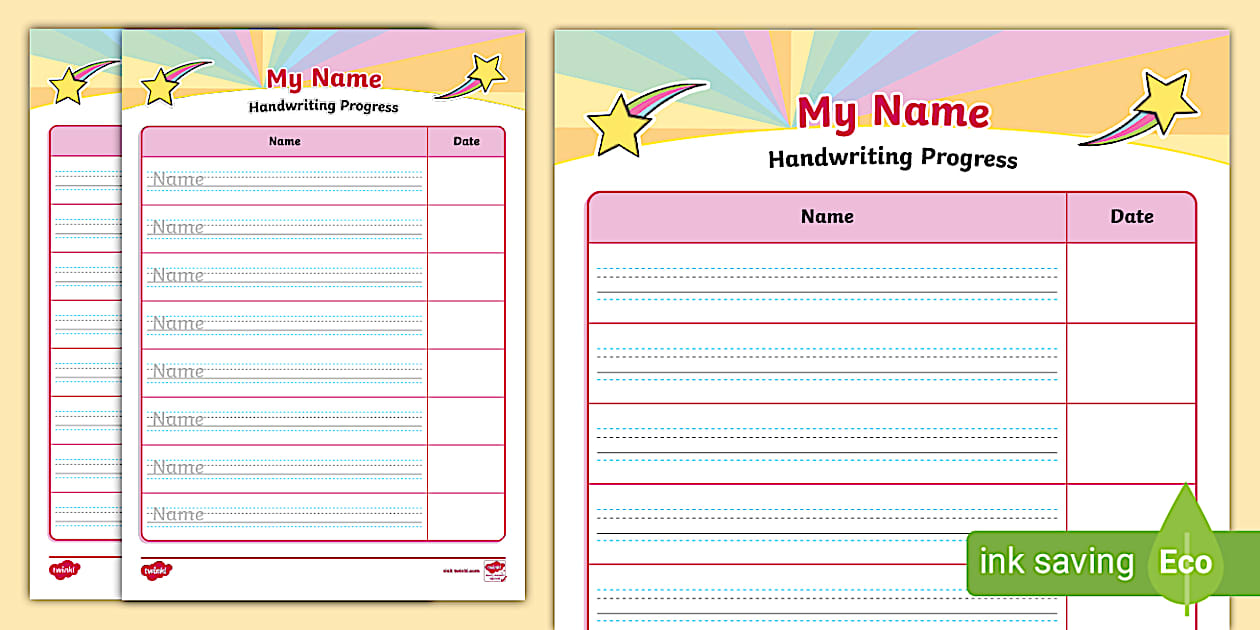 Name Handwriting Progress Log (teacher made) - Twinkl