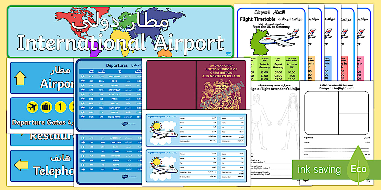 Airport Role-Play Pack Arabic/English - Airport Role Play Pack