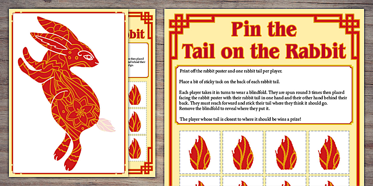 Pin the Tail on the Rabbit Lunar New Year Game | Twinkl Party