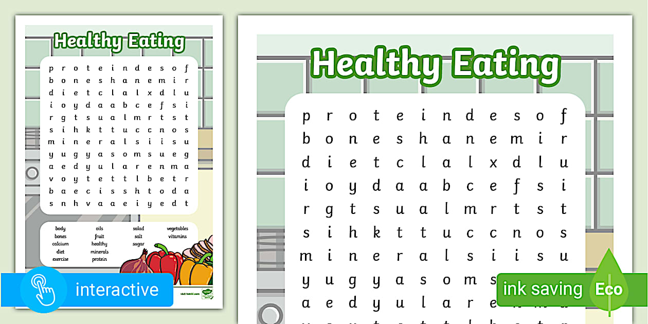 Healthy Eating Word Search - Healthy Choices (teacher made)