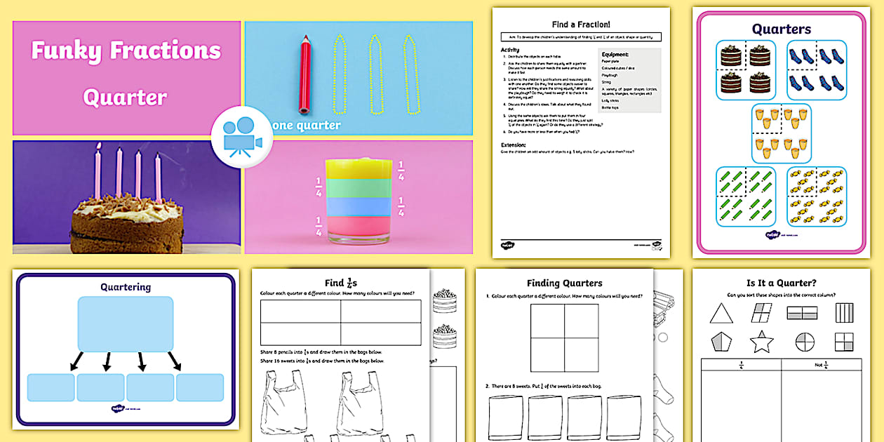 KS1 Fractions: Quarters Activity Pack with video - Twinkl