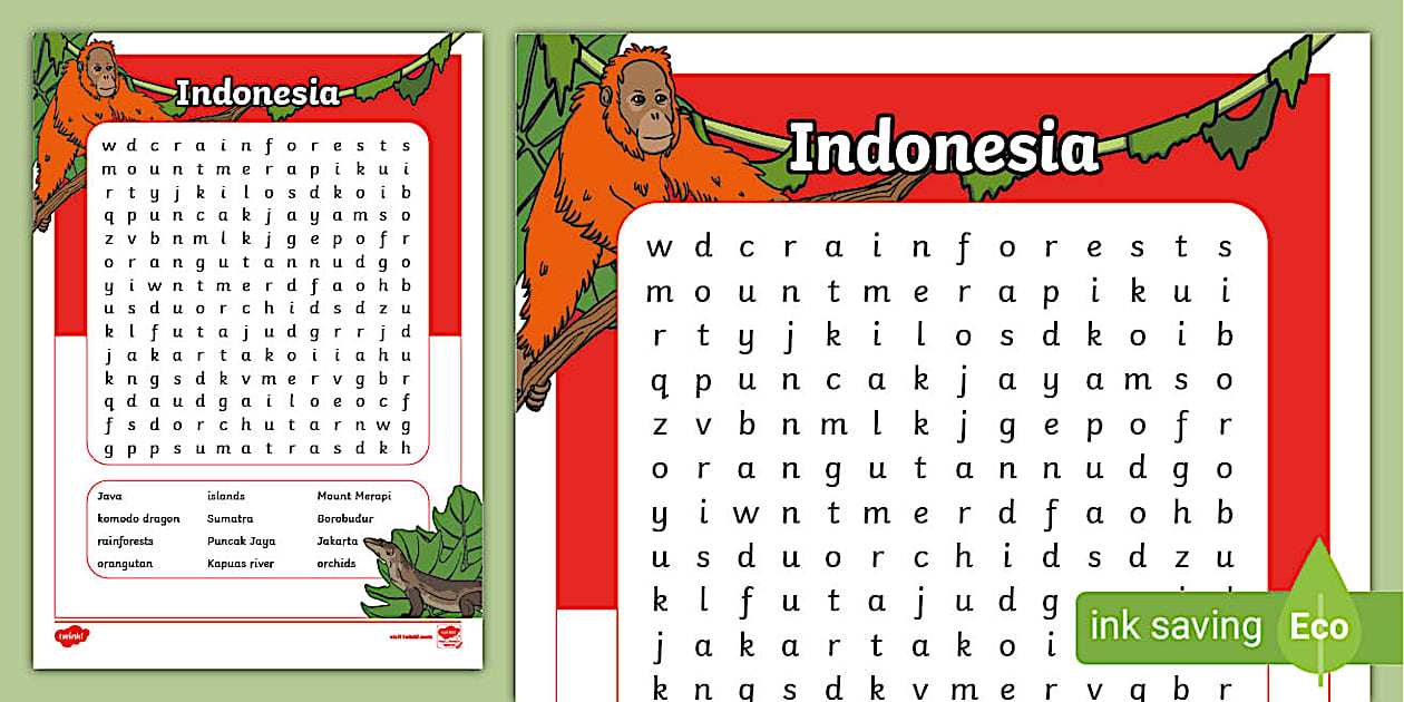 KS1 Indonesia Word Search (teacher made) - Twinkl
