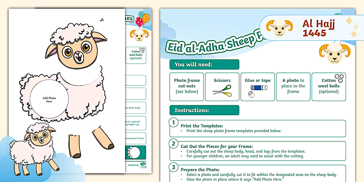 Top Eid al-Adha Craft Activities for Kids | Eid al-Adha Sheep Photo Frame
