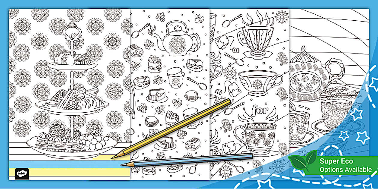 Adults Afternoon Tea Colouring Activity | Parents Wellbeing