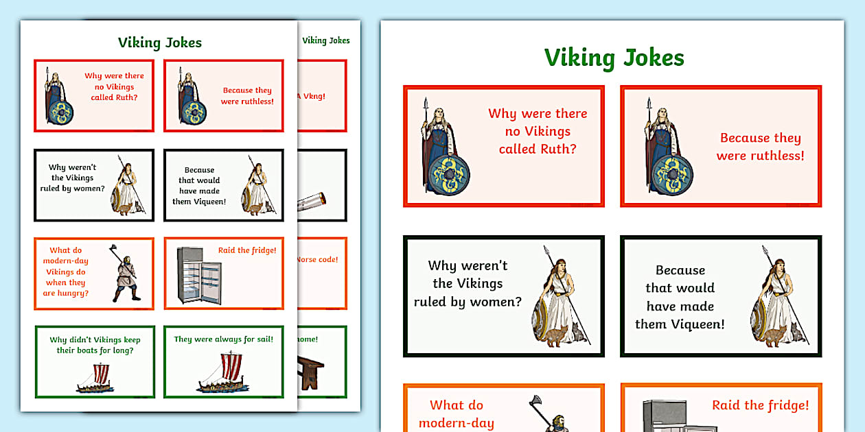 Viking Jokes Matching Cards (teacher made) - Twinkl