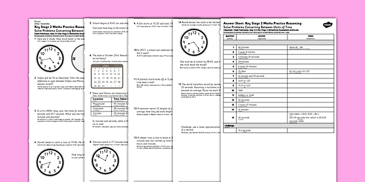 KS2 Reasoning Test Practice Solve Problems Converting Between Units of Time