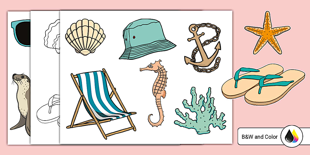 Beach Cutouts (teacher made) - Twinkl