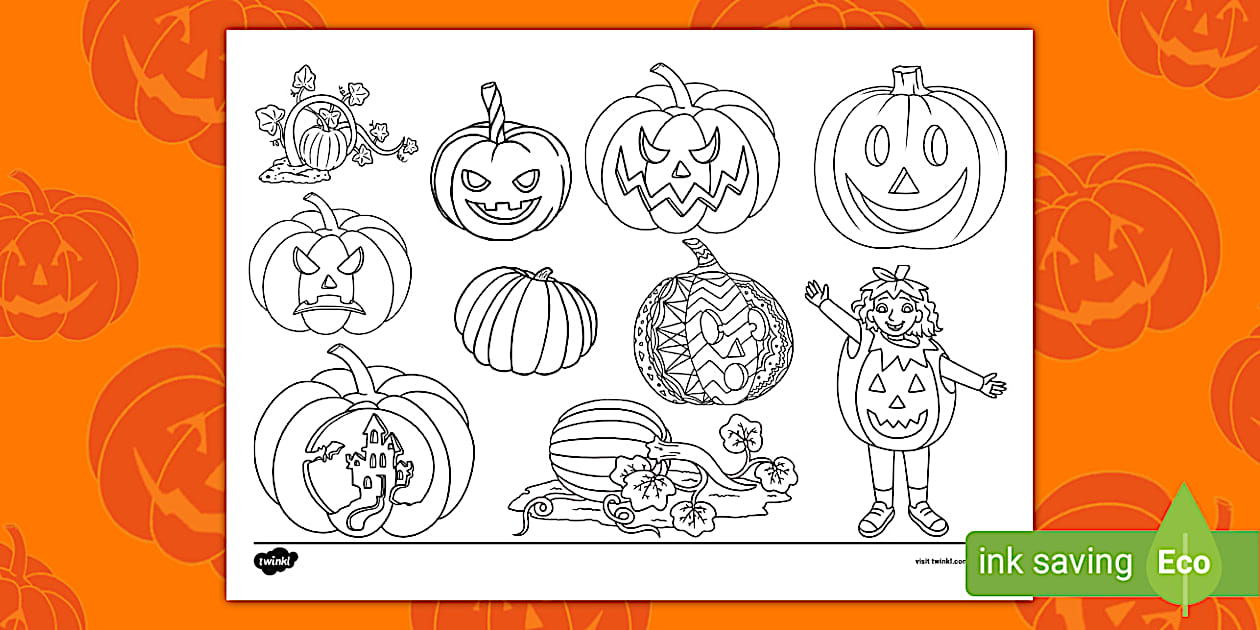 Pumpkin Doodle Colouring Page (teacher made) - Twinkl